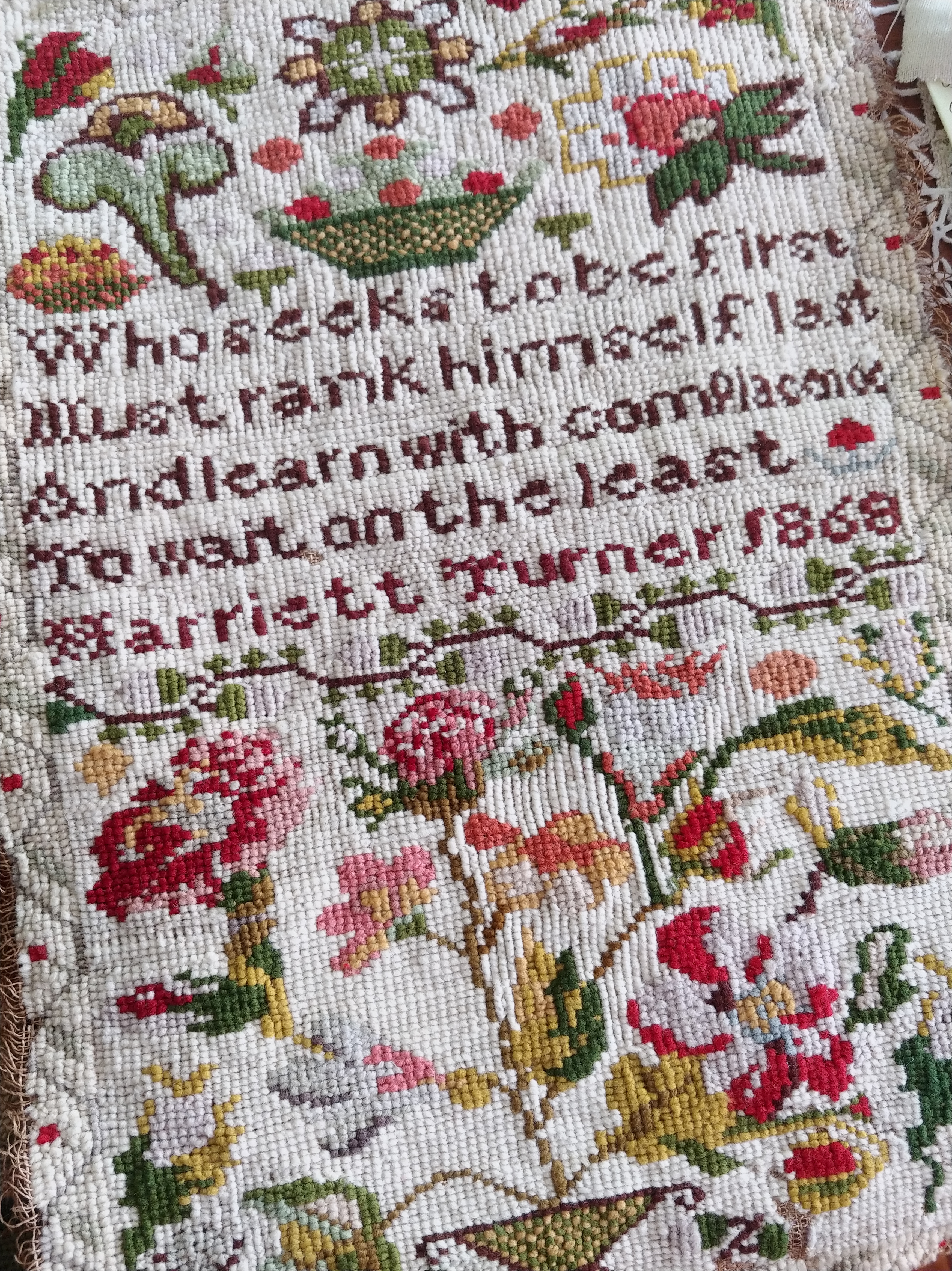 The Humble Sampler: Harriett Turner 1868 – Mojo Stitches